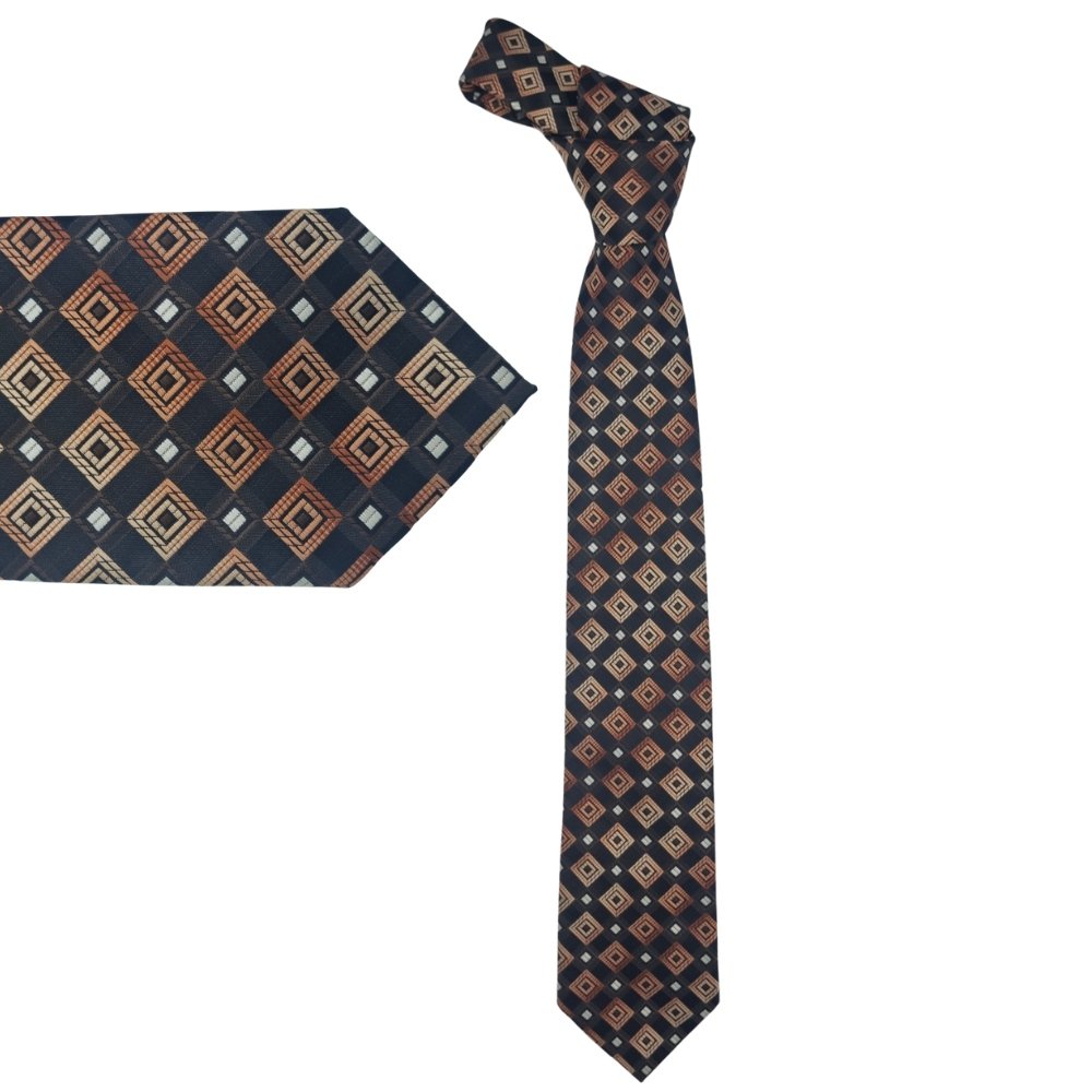 Gravata Marca CLASSIC - TIE / Marrom escuro com detalhes 9 cm x 1,50 Cm ...