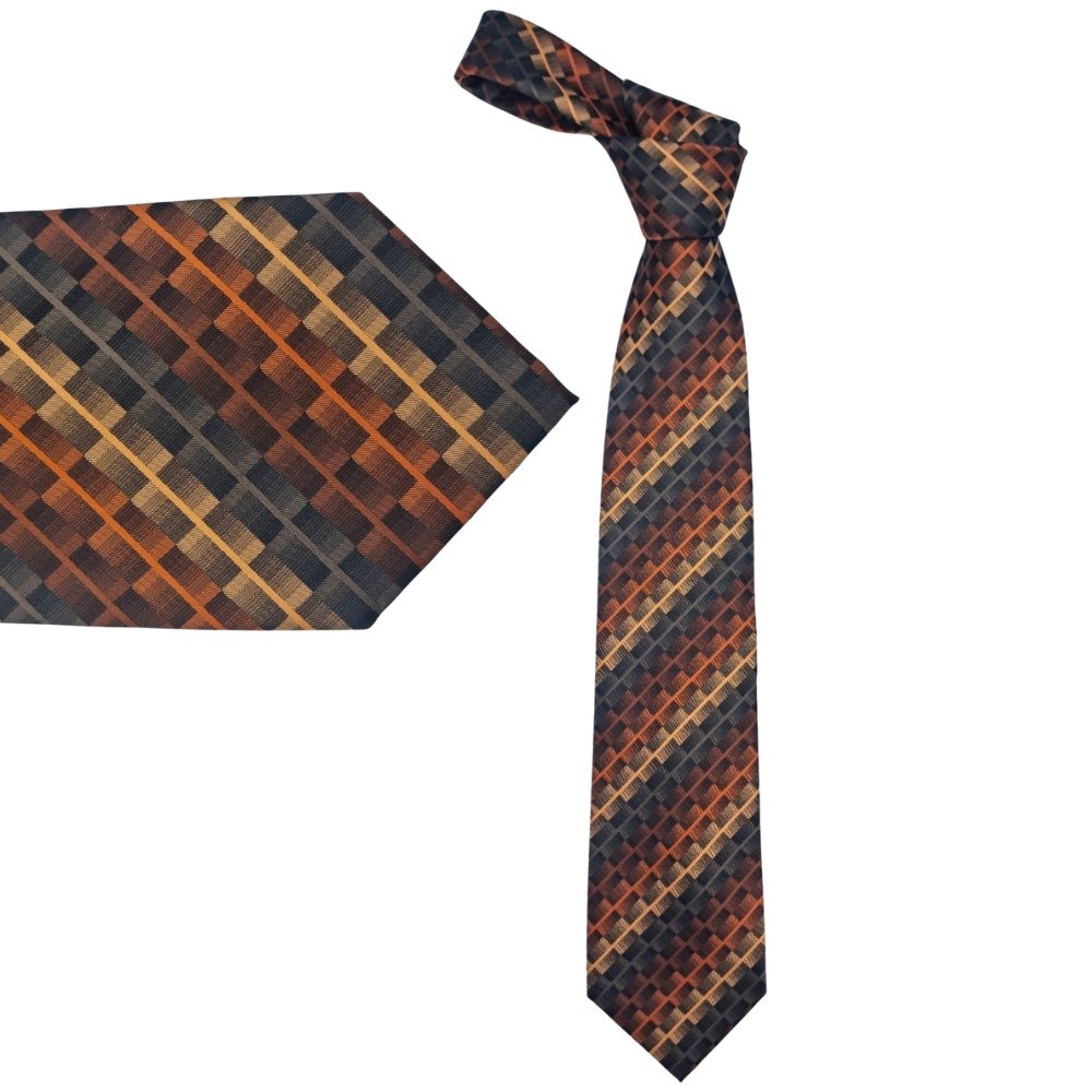 Gravata Marca VanHeuseN/ Laranja /Cinza 9 cm x 1,50 Cm Tradicional ...